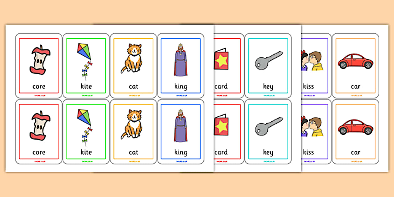 Initial k Sound Playing Cards - ESL K Pronunciation Cards