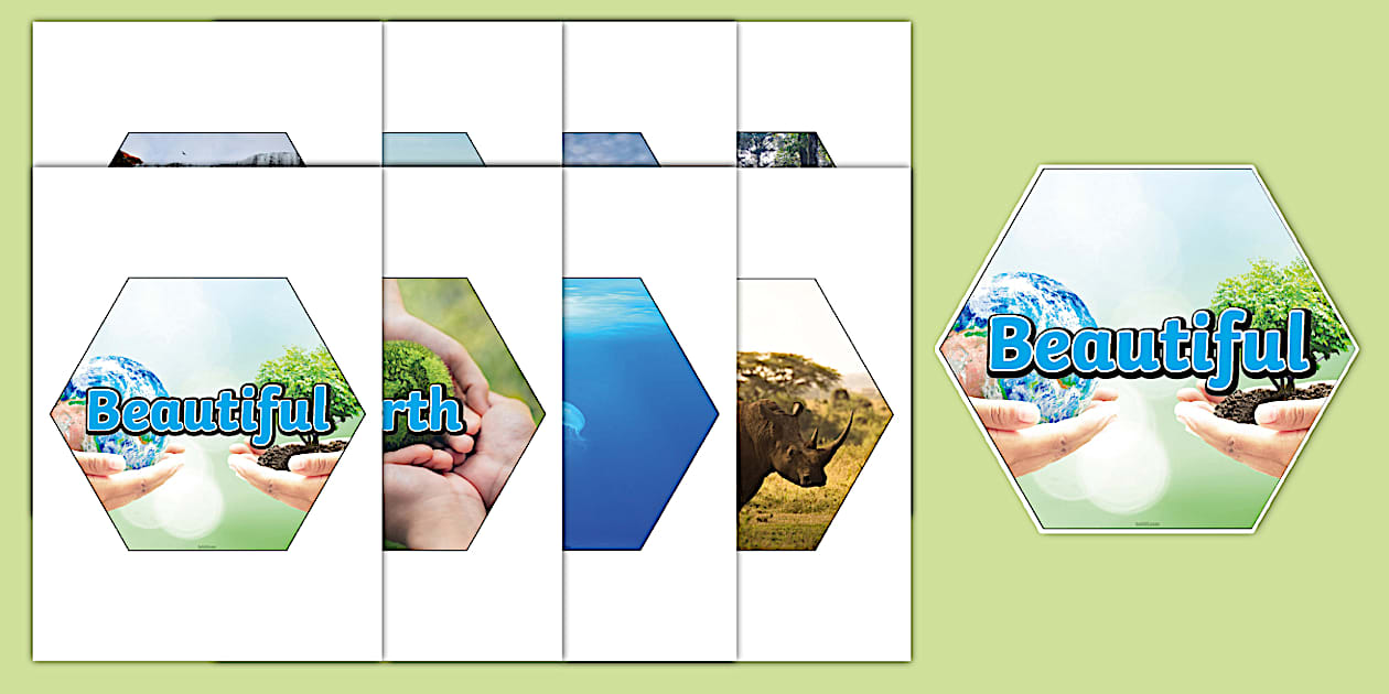 * NEW * Beautiful Earth Hexagon Photo Display Shapes