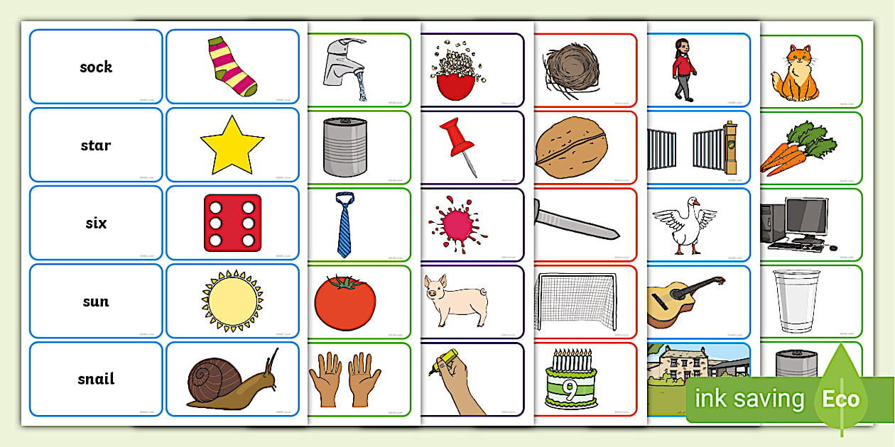 SA Phase 2 Phonics Picture and Word Matching Cards - Twinkl