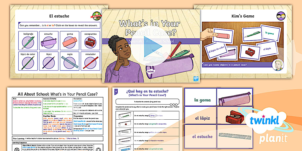 Pencil Case in Spanish | Pencil in Spanish Language | Twinkl