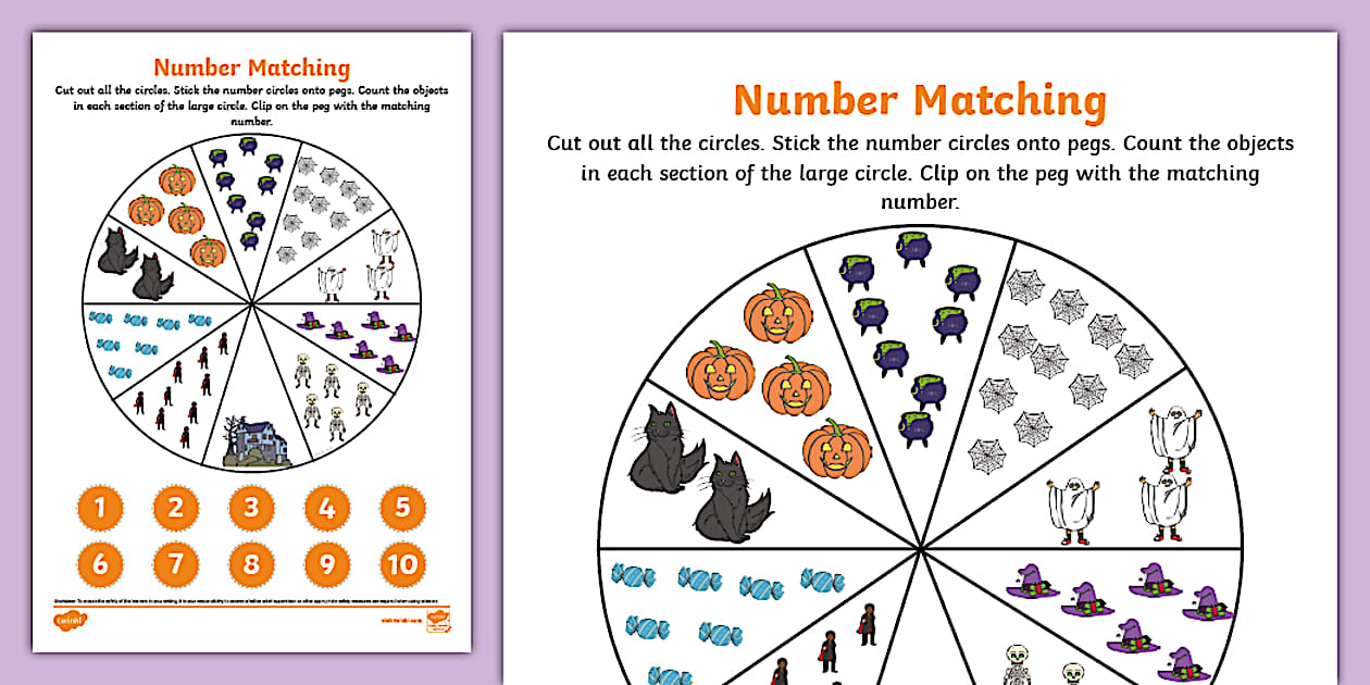 Halloween-Themed Number Matching Activity - Maths - Twinkl