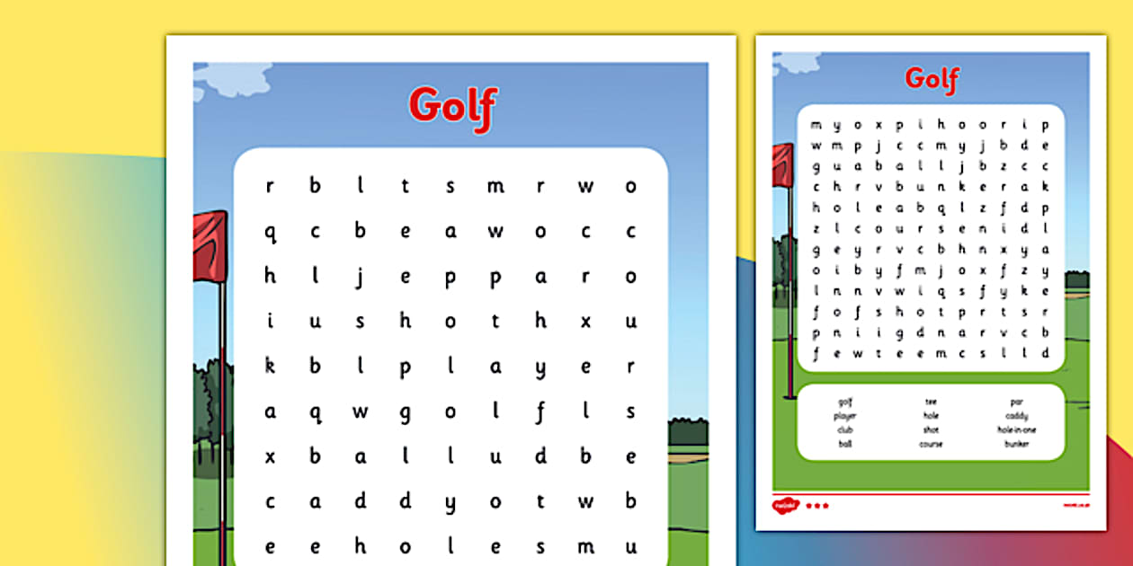 Black and White Golf Word Search (teacher made) - Twinkl