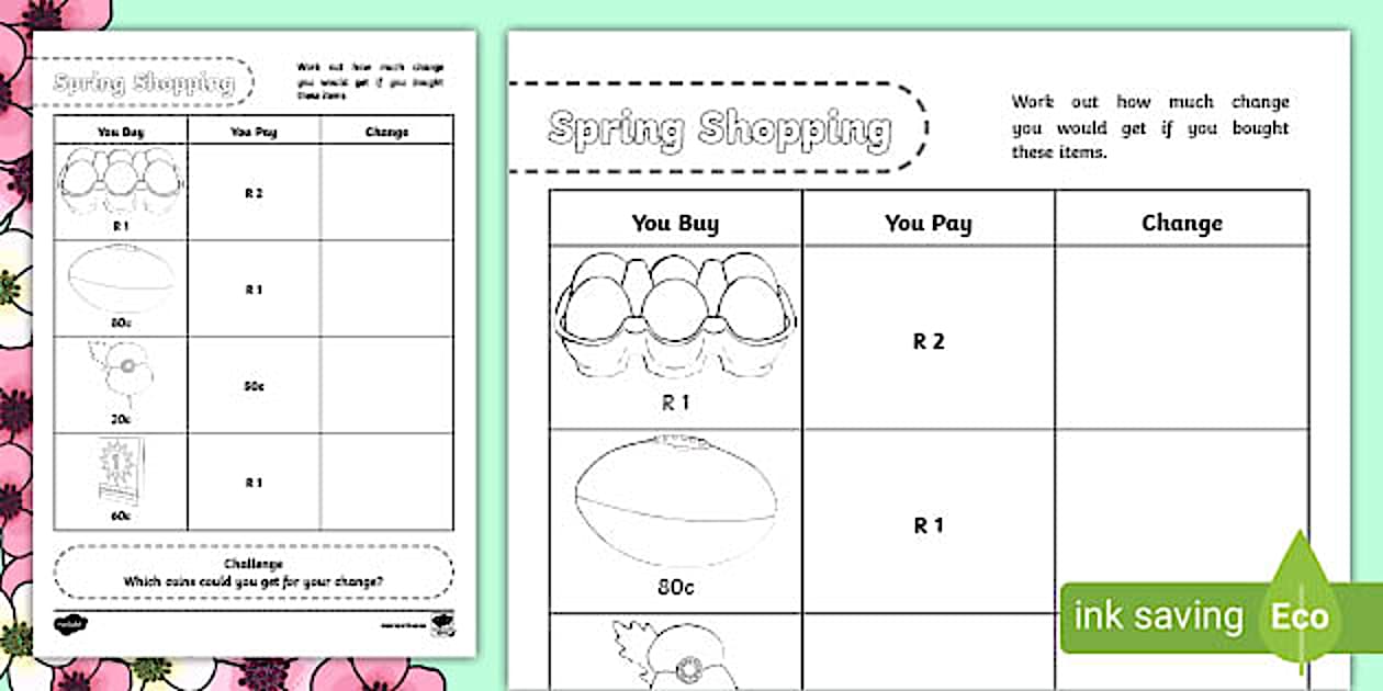 Spring Finding Change Worksheet - Twinkl