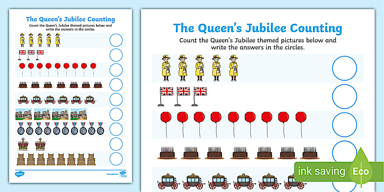👉 The Queen's Jubilee Ideas - Counting Activity Sheet