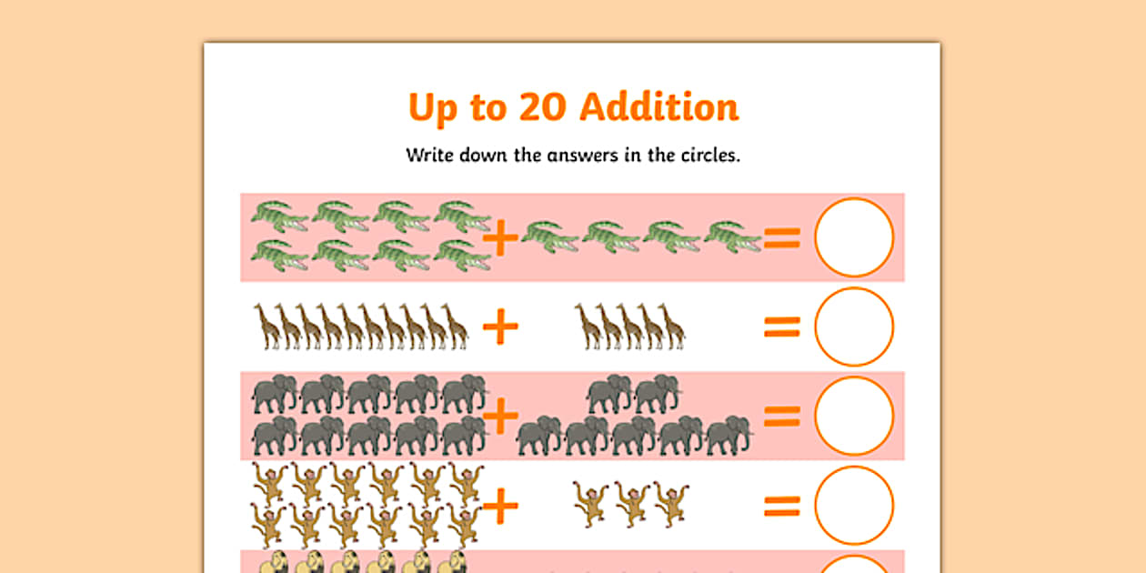 Editable Crocodile Themed Up to 20 Addition Sheet - Twinkl