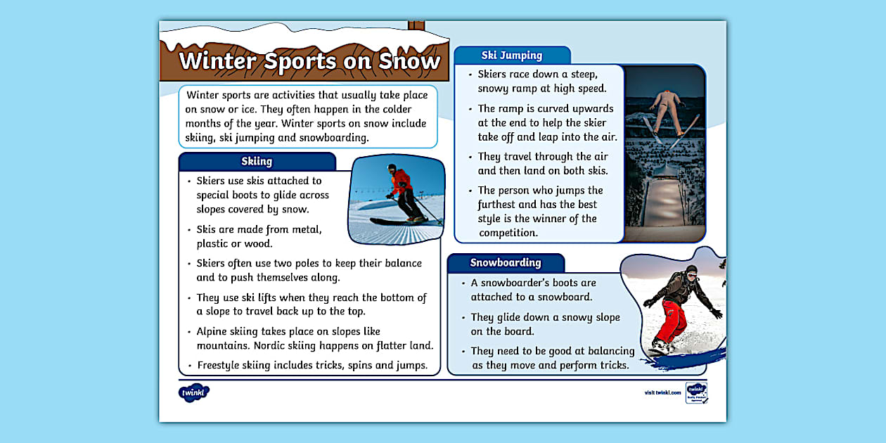 KS1 Winter Sports on Snow Fact File (teacher made) - Twinkl