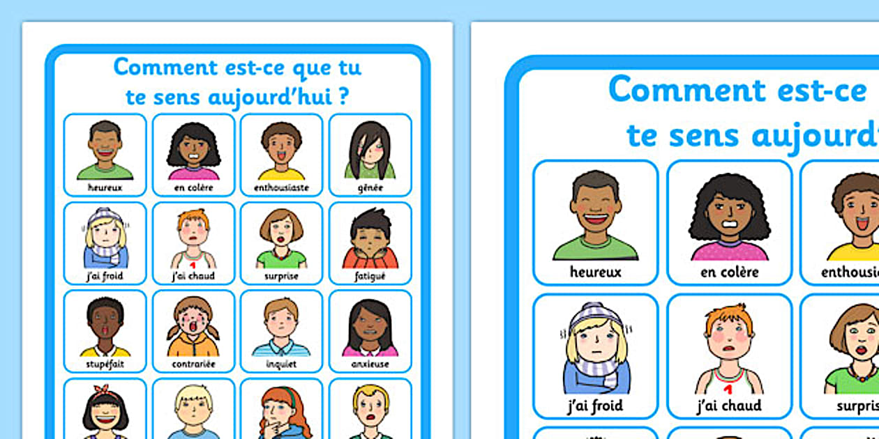 Editable How Do You Feel Today Emotions Chart French