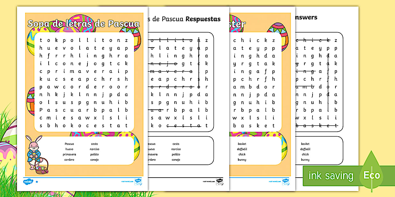 Easter Word Search English/Spanish (teacher made) - Twinkl