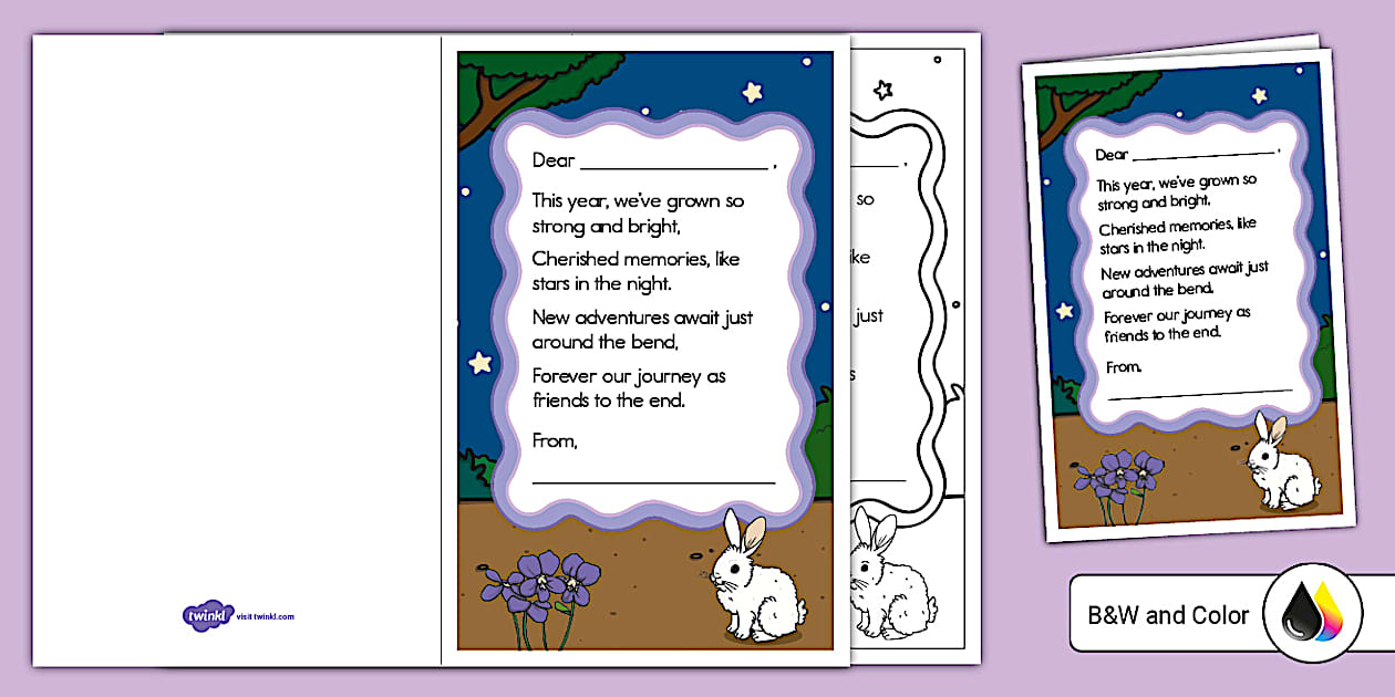 End of the Year Poem Card for Young Children - Twinkl