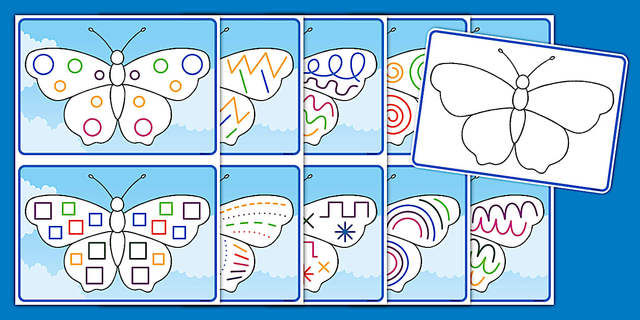 Butterfly Pattern Mark-Making Cards | Twinkl - Twinkl