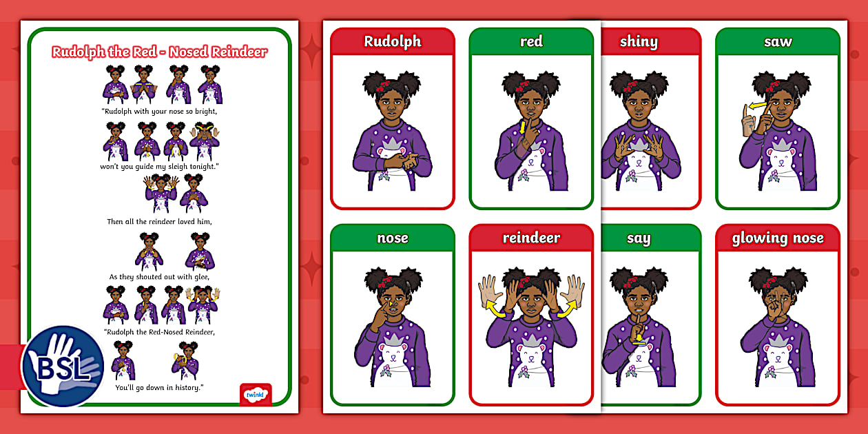 Rudolph the Red-Nosed Reindeer BSL Song Sheet | SEND
