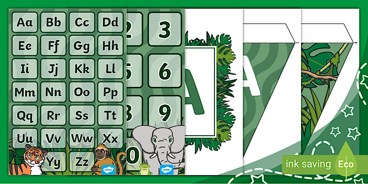 Jungle Bunting and Wall Art Pack (teacher made) - Twinkl