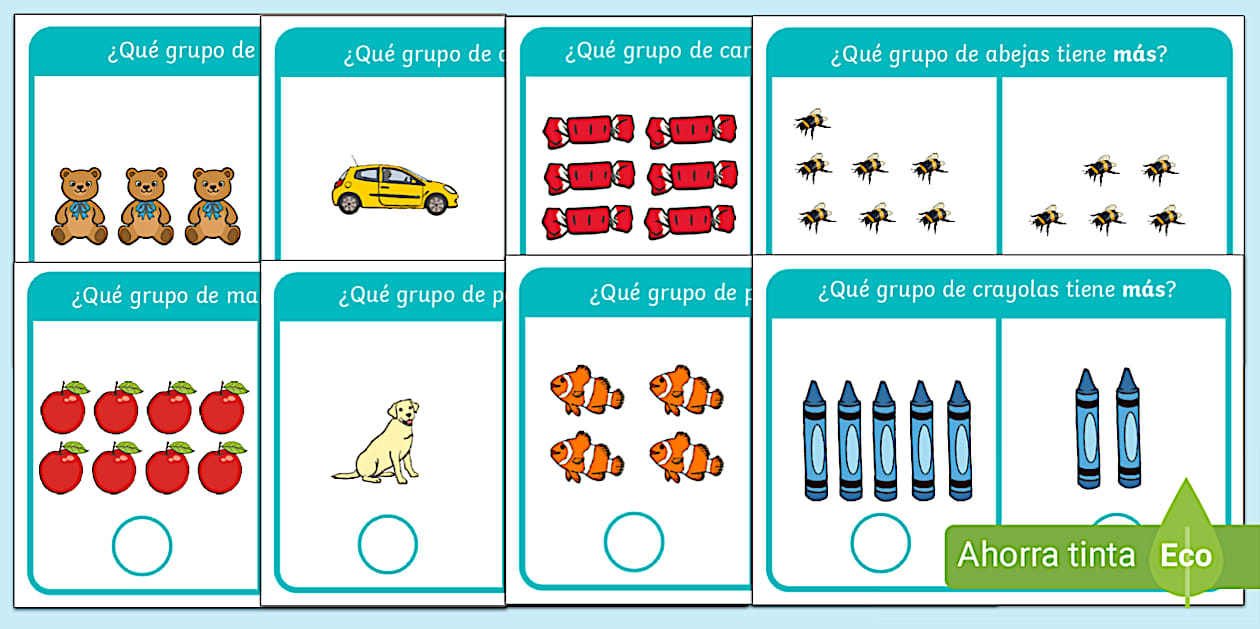 Tarjetas de actividad: Muchos o pocos - Twinkl