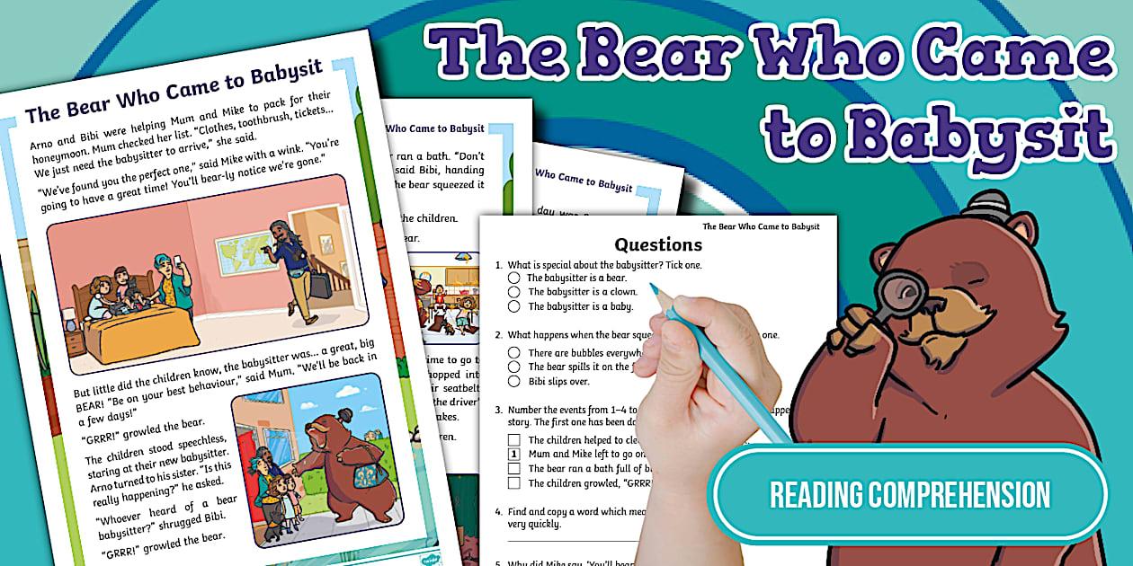 KS1 The Bear Who Came to Babysit Reading Comprehension Activity