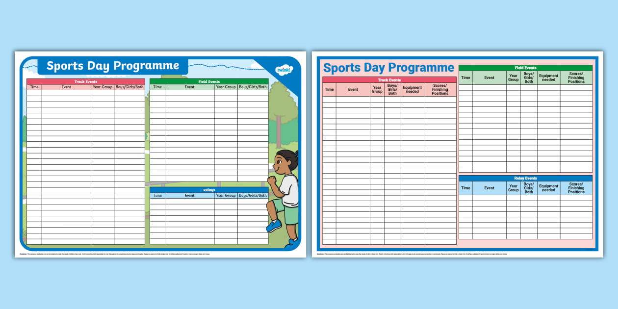 Editable Sports Day Programme (l'enseignant a fait) - Twinkl