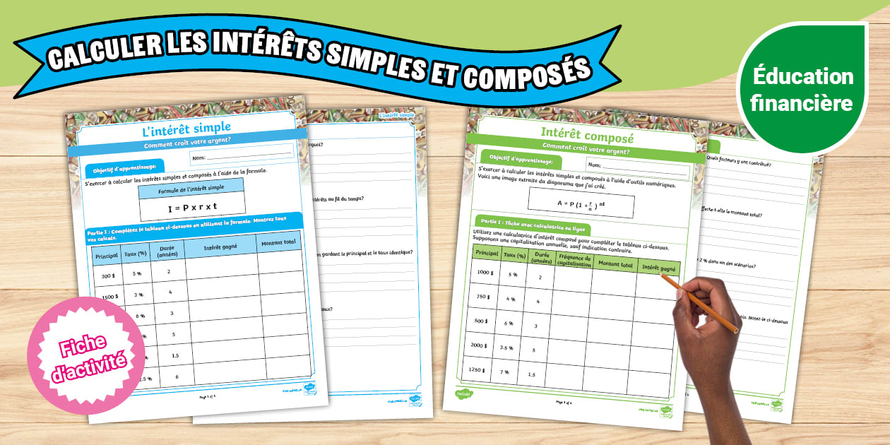 Calculating Simple and Compound Interest Activity French
