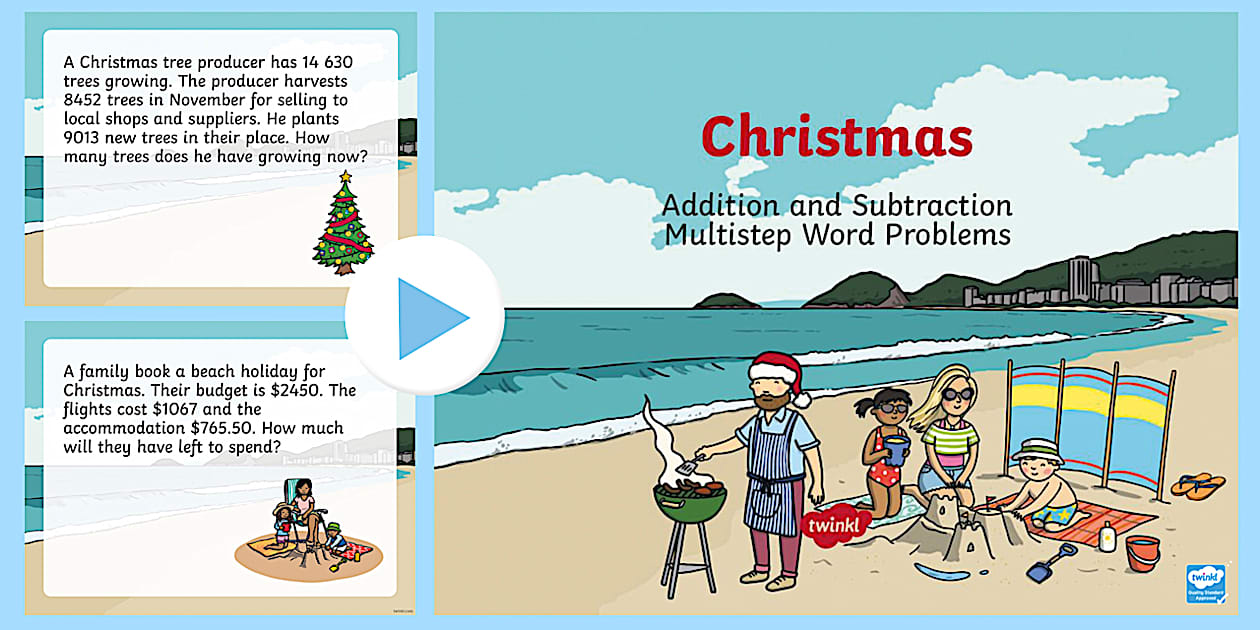 Addition and Subtraction Multistep Word Problems Christmas PowerPoint
