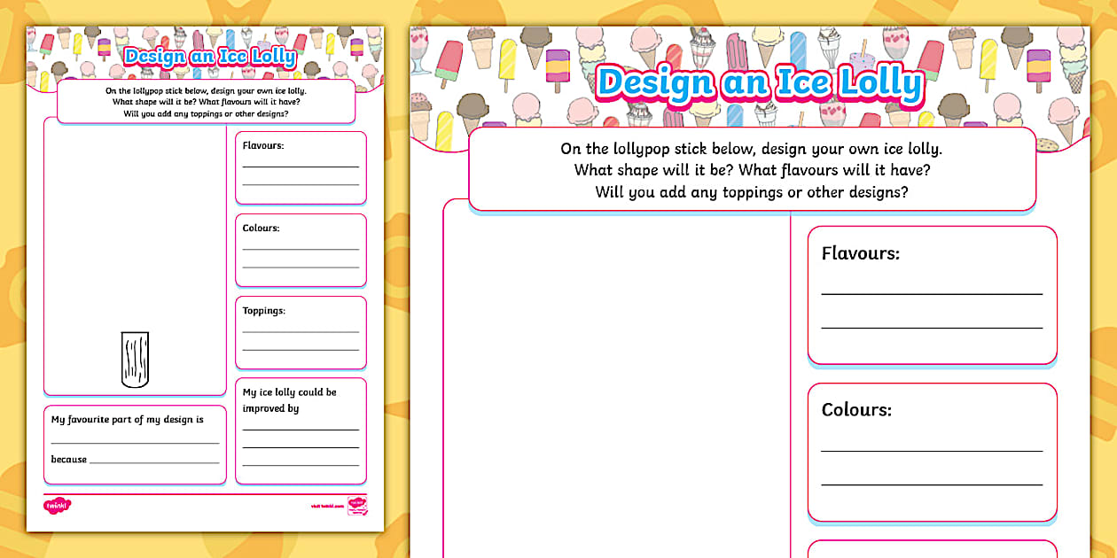 Design an Ice Lolly Worksheet (teacher made) - Twinkl