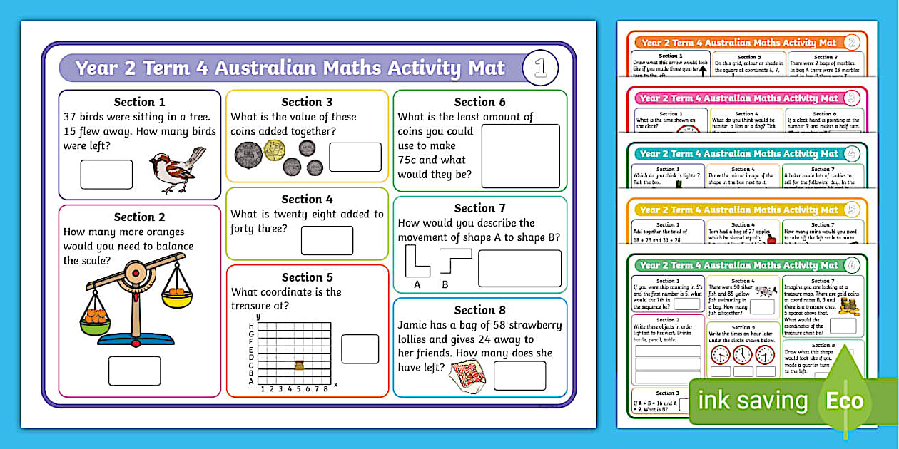 Year 2 Term 4 Australian Maths Activity Mats - Twinkl