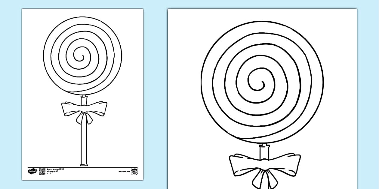 Lollipop Template to Colour, Lollipop Colouring, Lollipop