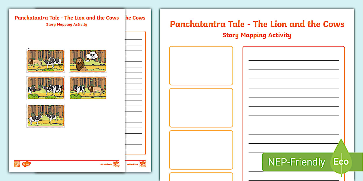Panchatantra tale- The Lion and the Cow Story Mapping Activity