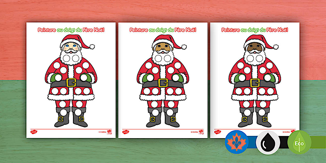 Santa Fingerprint Art Activity Sheet French - Twinkl