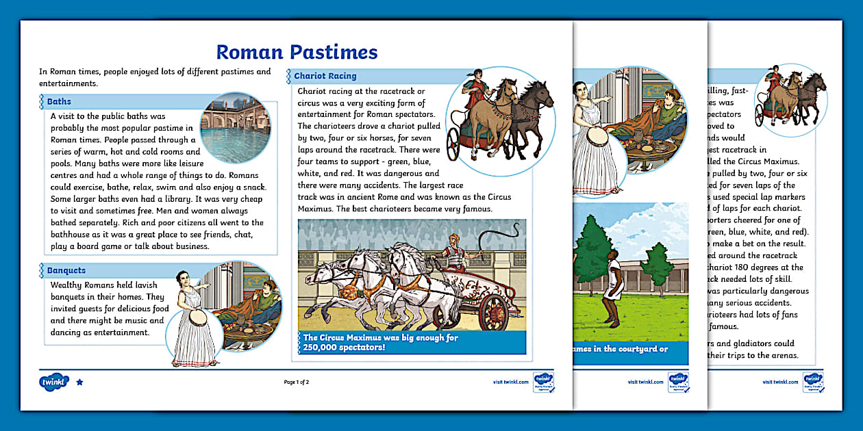 Roman Pastimes Differentiated Fact File (Teacher-Made)