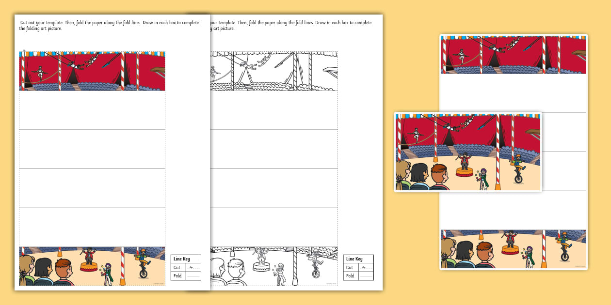 Circus Folding Art Template - Twinkl Art