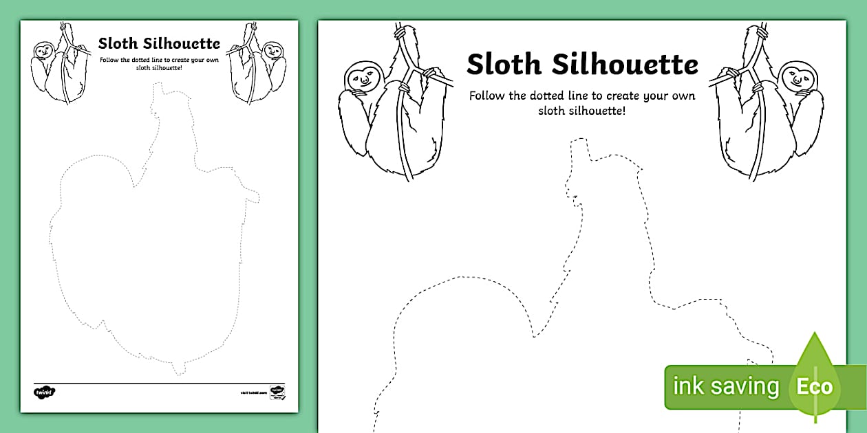 Sloth Silhouette Drawing Activity (teacher made) - Twinkl