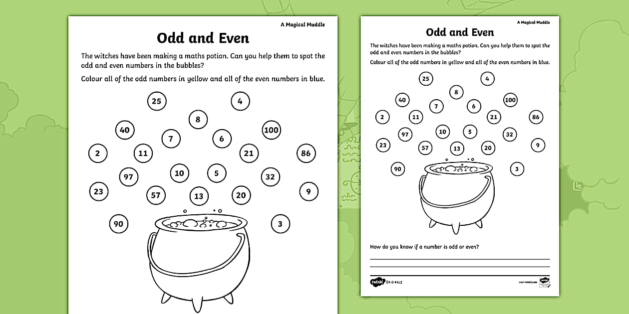 Editable A Magical Muddle Odd and Even Numbers Worksheet