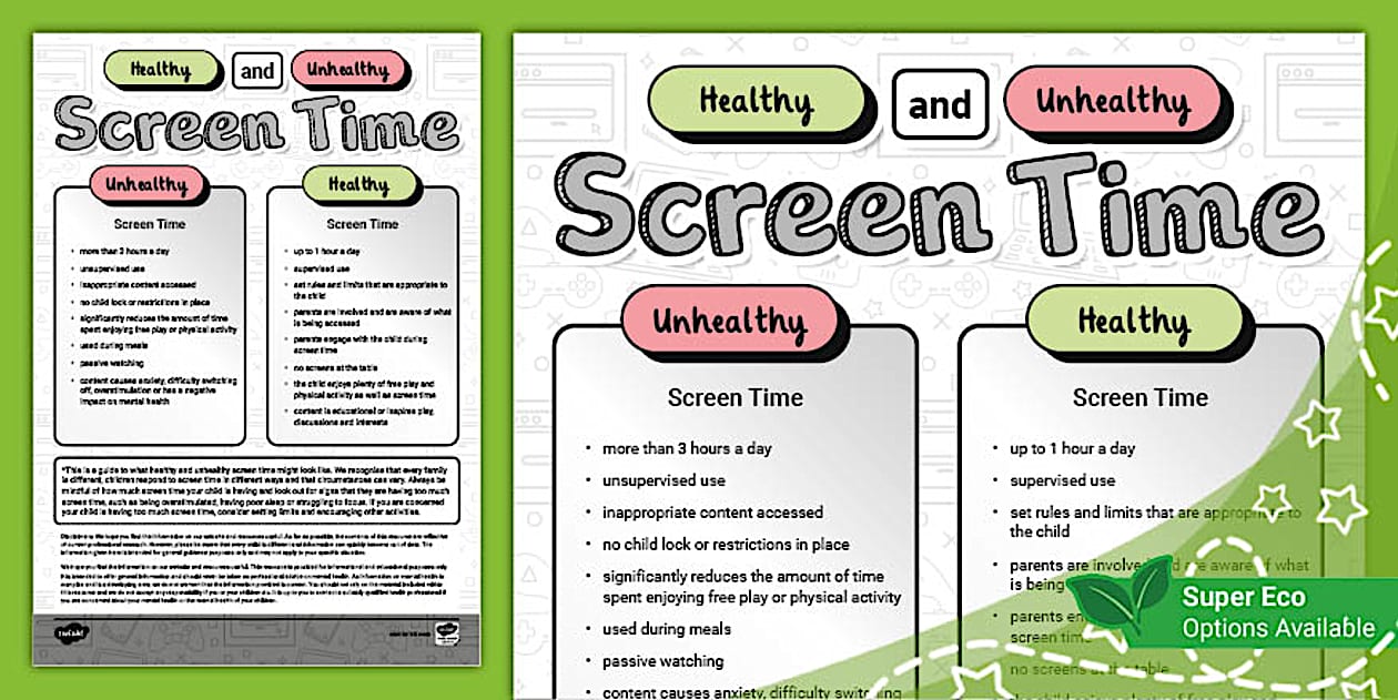 Healthy and Unhealthy Screen Time (teacher made) - Twinkl