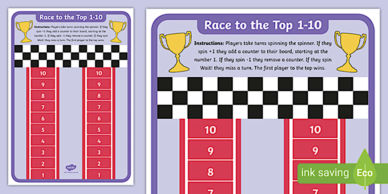 Race to the Top 1-10 Board Game (teacher made) - Twinkl