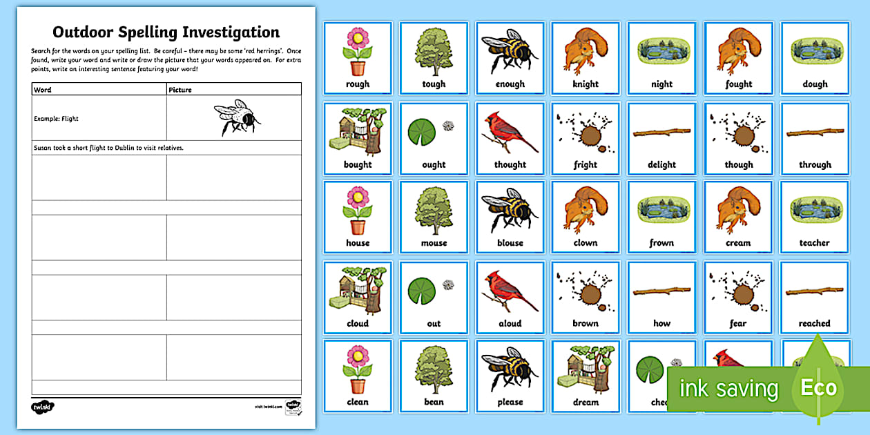 Outdoor Spelling Investigation Activity Pack (teacher made)