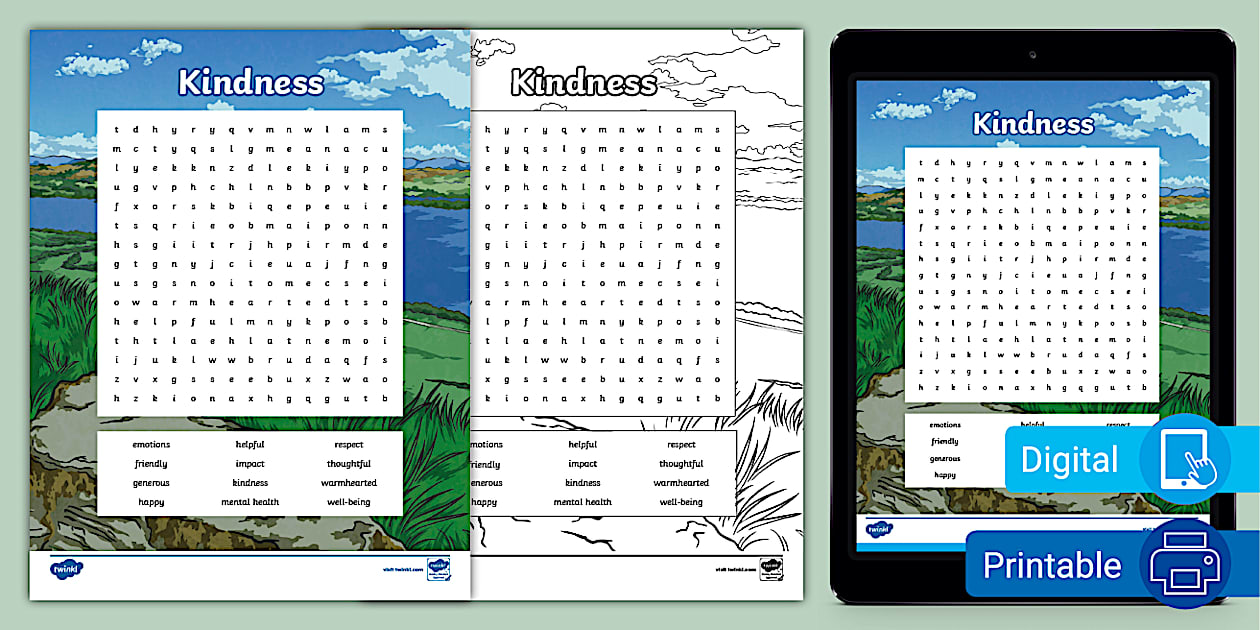 Kindness Word Search for 3rd-5th Grade (Teacher-Made)
