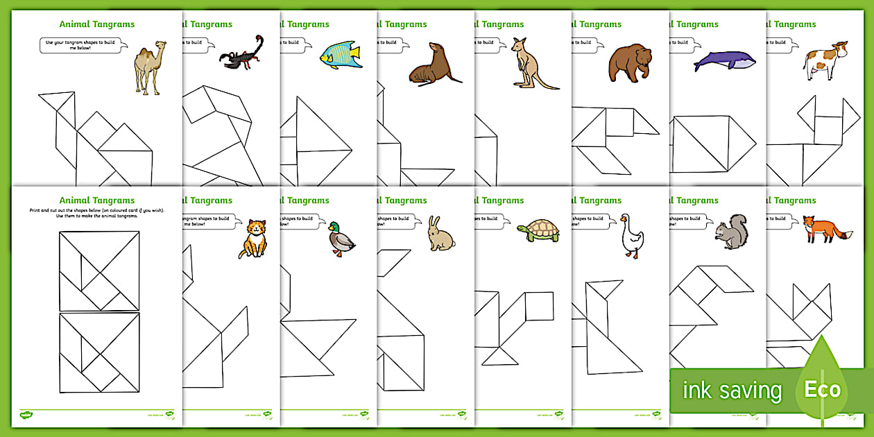 Tangram Animals Templates - Activity Booklet (teacher made)
