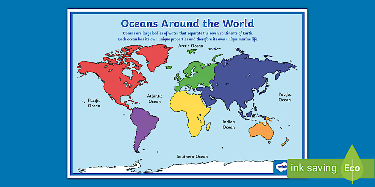 Oceans Around the World Display Poster - Twinkl