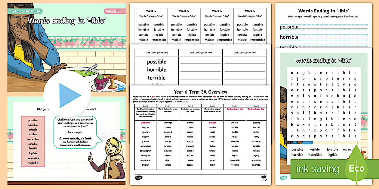 Year 6 Term 3A Week 5 Spelling Pack (teacher made) - Twinkl