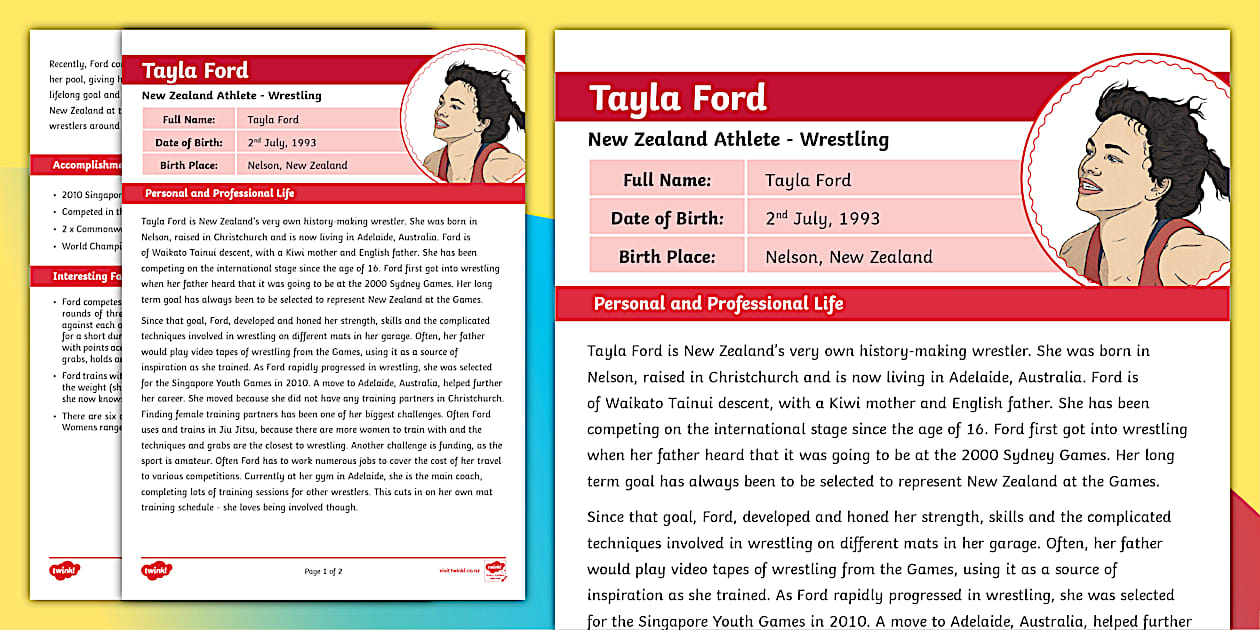 Tayla Ford Fact File (teacher made) - Twinkl