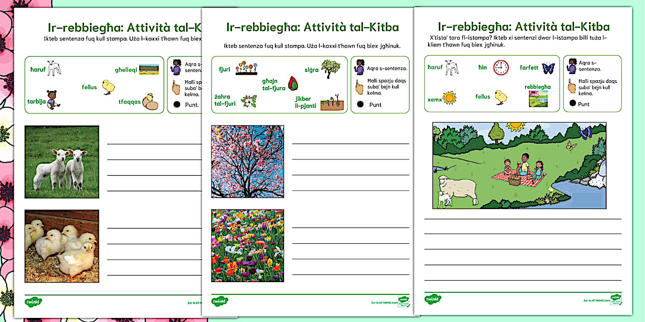 Ir-rebbiegħa: Attività tal-Kitba (teacher made) - Twinkl