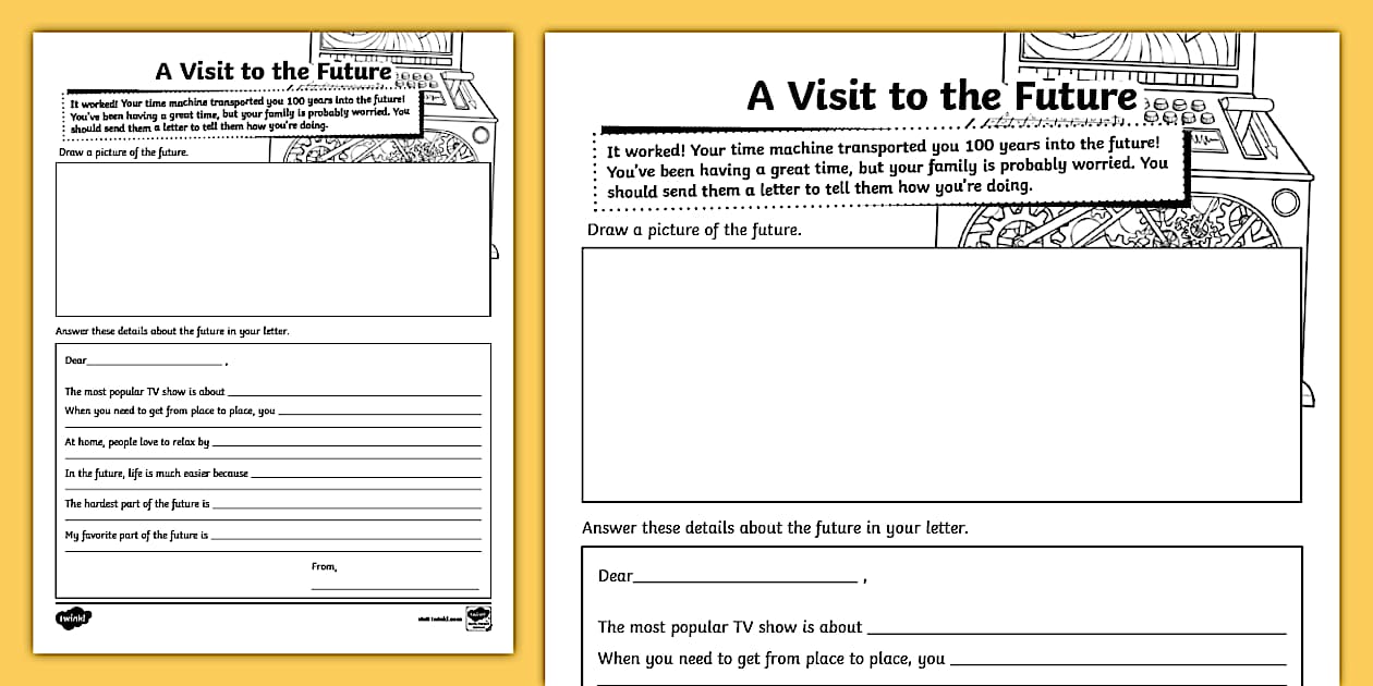 A Visit to the Future Worksheet for 3rd-5th Grade - Twinkl