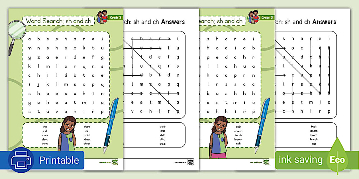 Editable Word search sh and ch (teacher made) - Twinkl