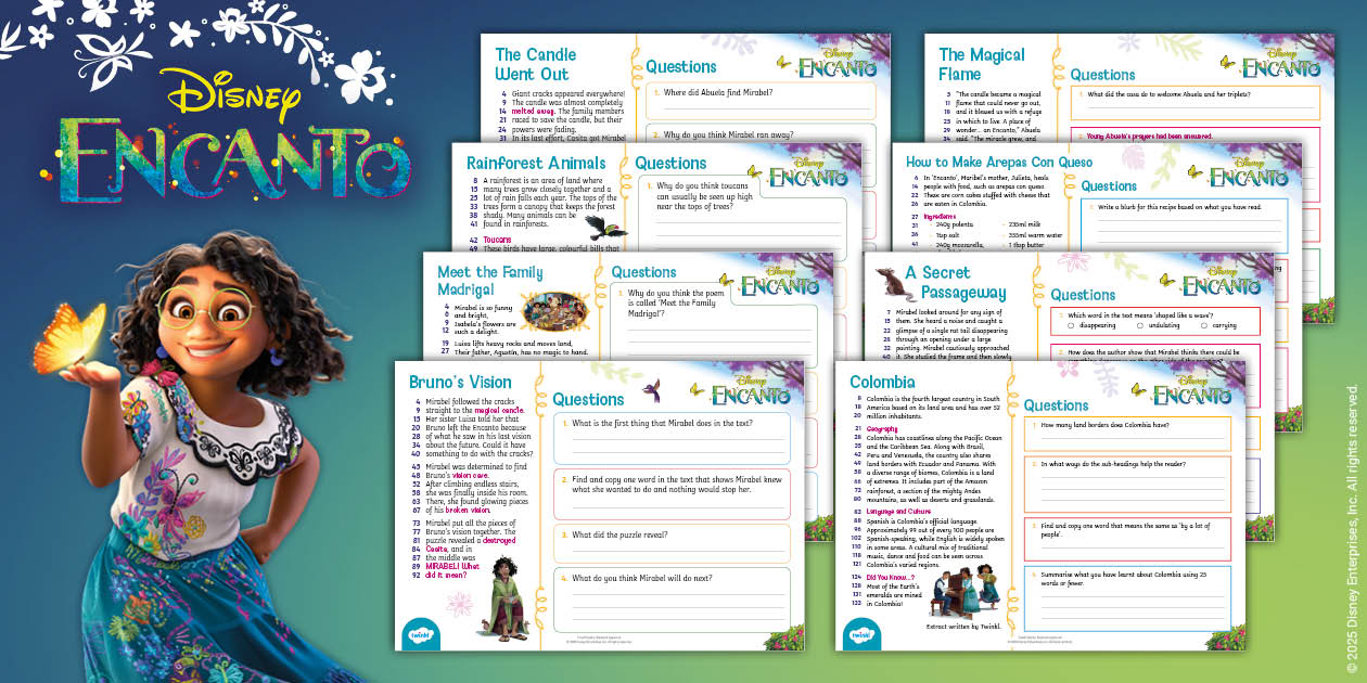 Encanto: 60-Second Reads Activities (teacher made) - Twinkl