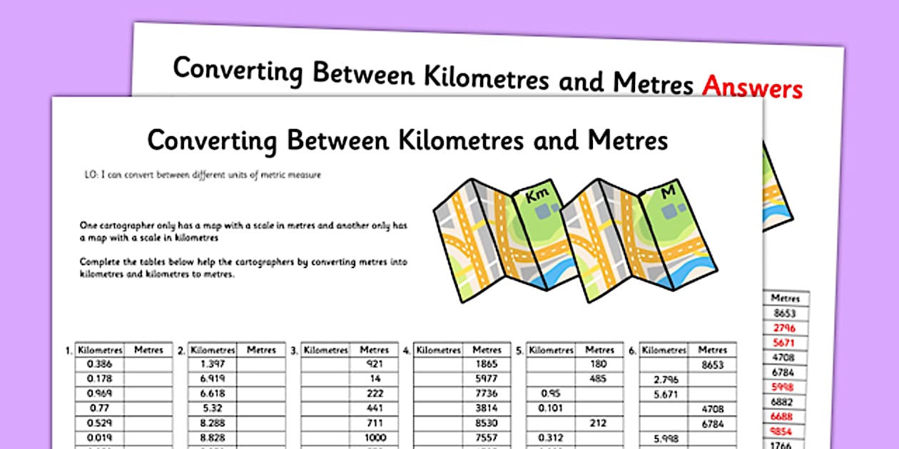 M to KM Worksheet | Conversions | Twinkl (teacher made)