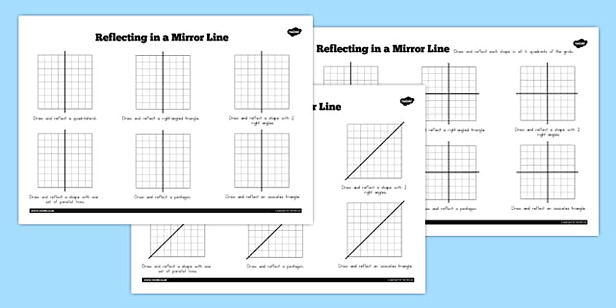 Reflections in a Mirror Line Worksheet (teacher made)