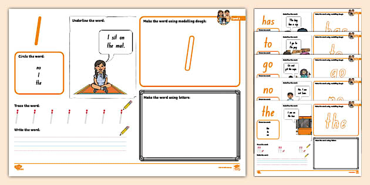 Level 2 Back to School Make, Read and Write Activity Mats