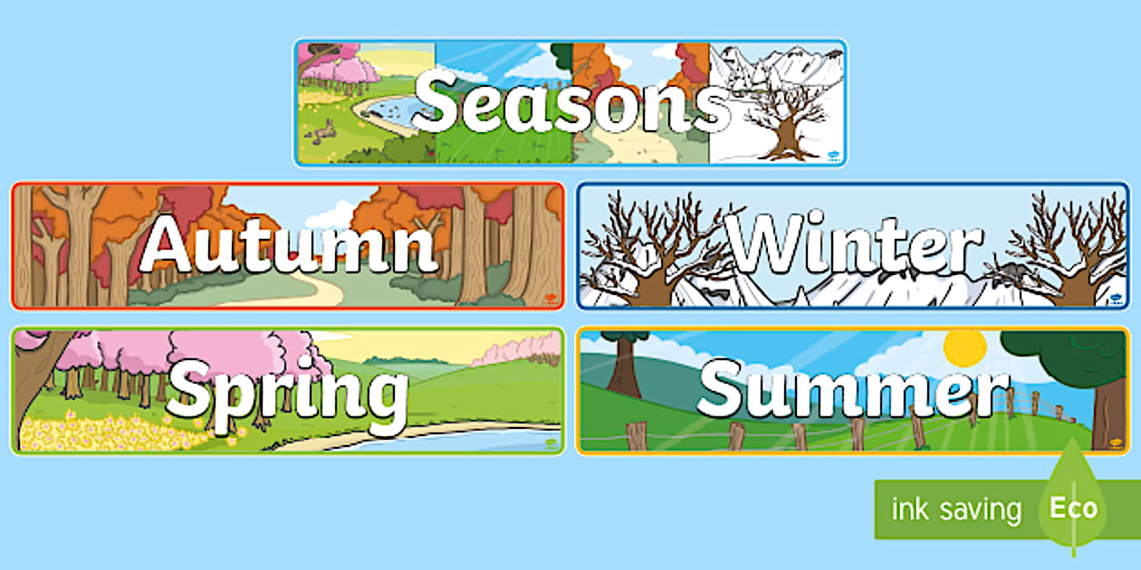 Welsh Four Seasons Display Banners (teacher made) - Twinkl