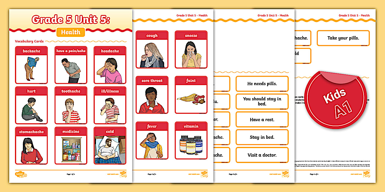 Turkey Curriculum English Vocabulary Cards: Grade 5 Unit 5