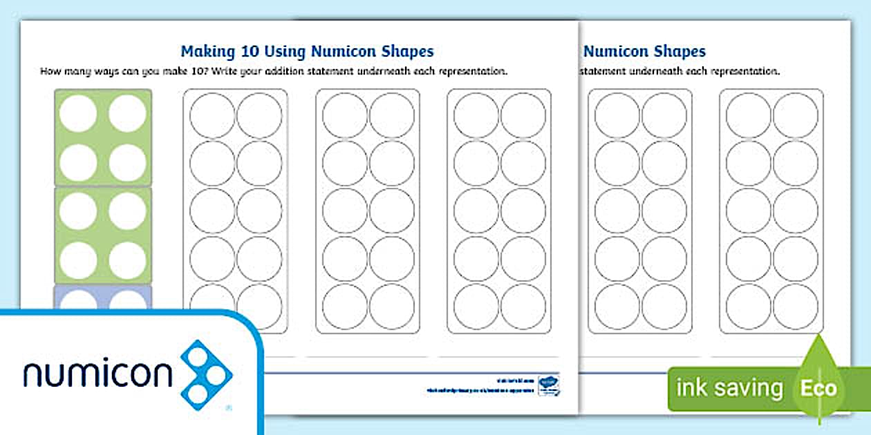 Making 10 Using Numicon Shapes Activity Sheet (teacher made)