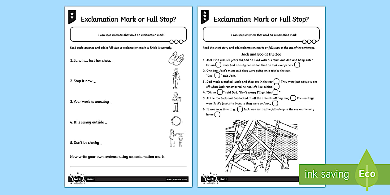 Basic Punctuation Worksheets KS1 - Primary Resources