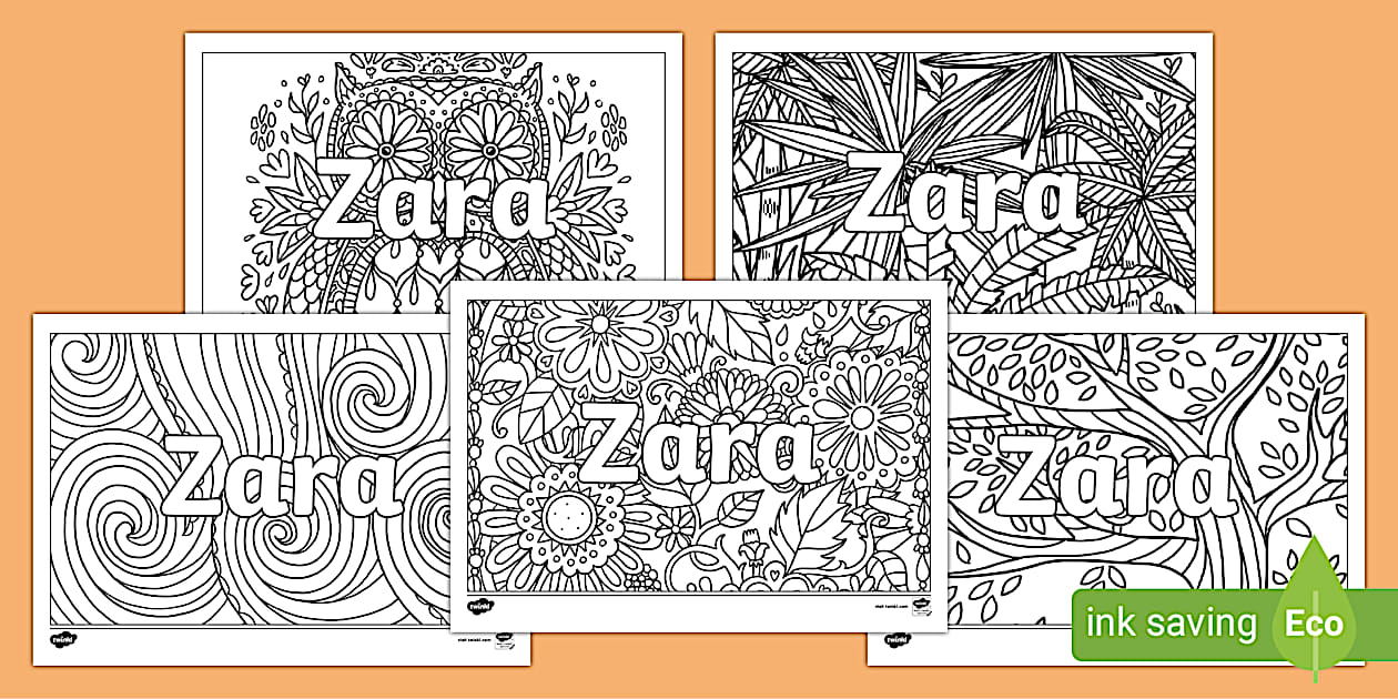 Zara Mindfulness Name Colouring Activity | Twinkl | KS1